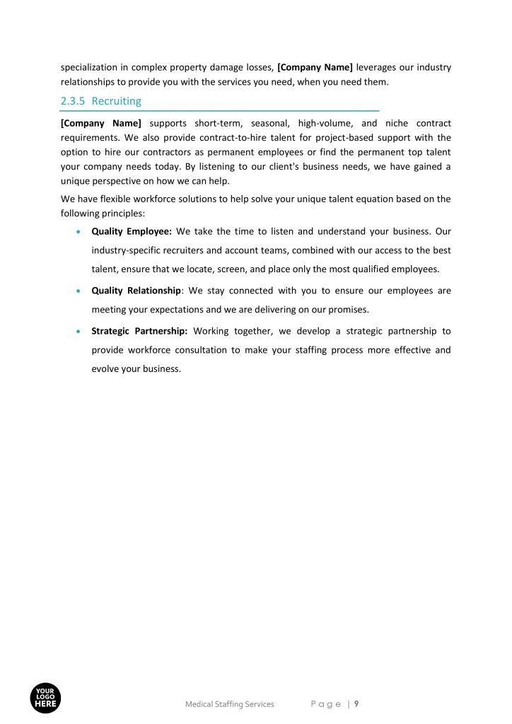 Medical Staffing Services Proposal Template - RFPLY - Proposal Templates Medical Staffing Services Proposal Template - RFPLY - Proposal Templates