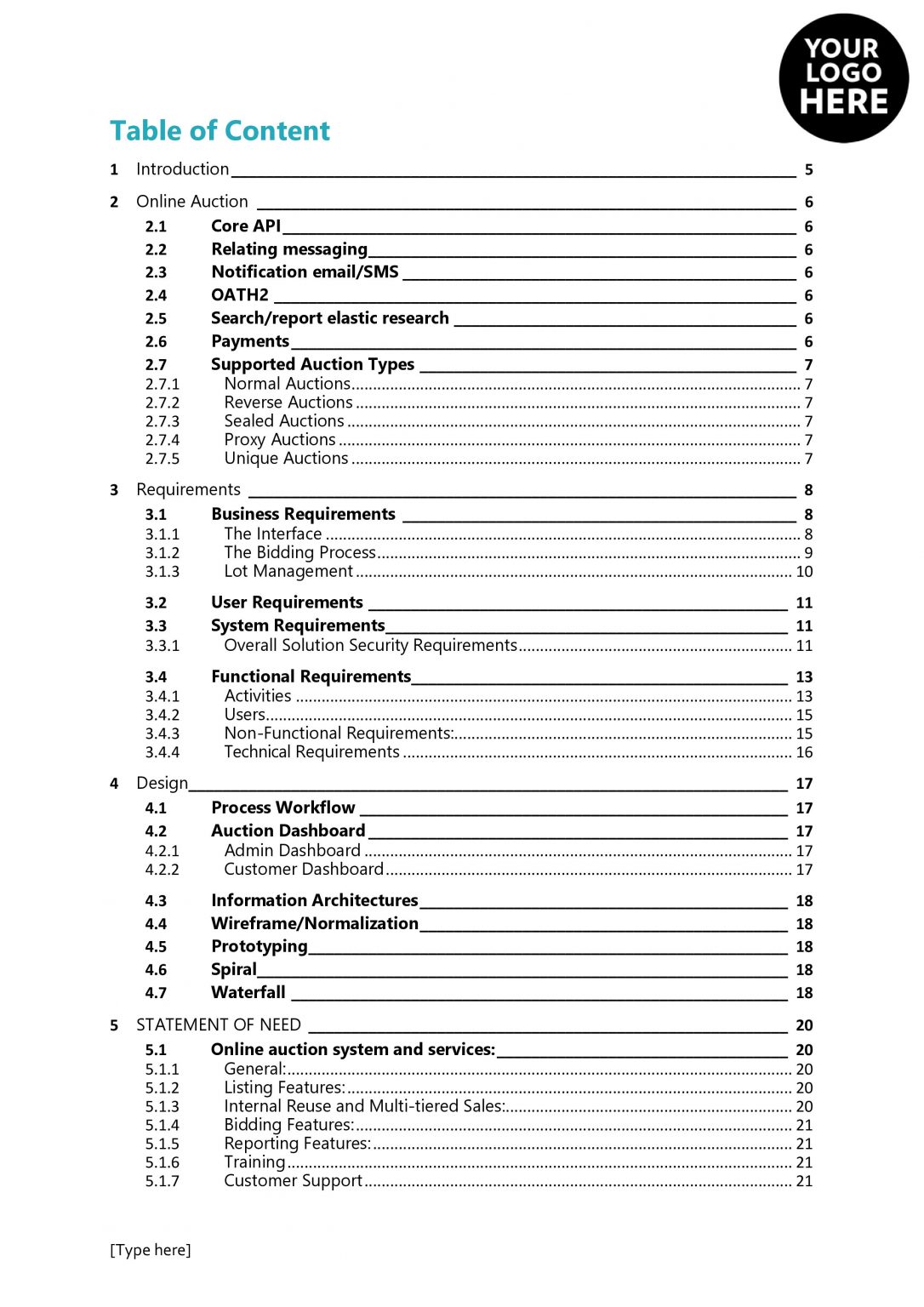 Auction Platform Business Proposal Template - RFPLY - Proposal Templates