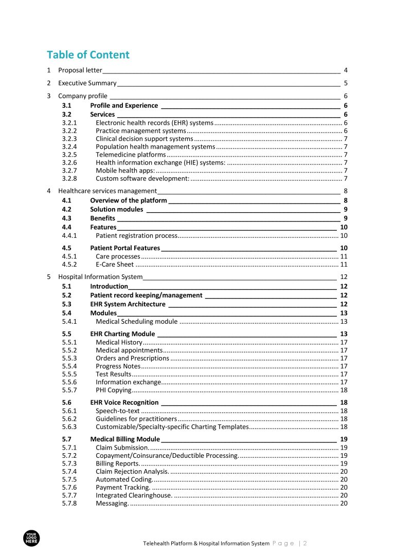 Hospital Information System Business Proposal Template - RFPLY ...