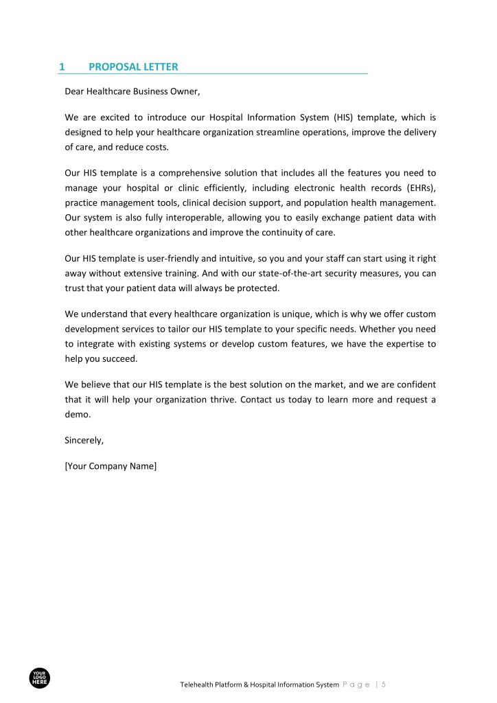 Hospital Information System Business Proposal Template - RFPLY ...