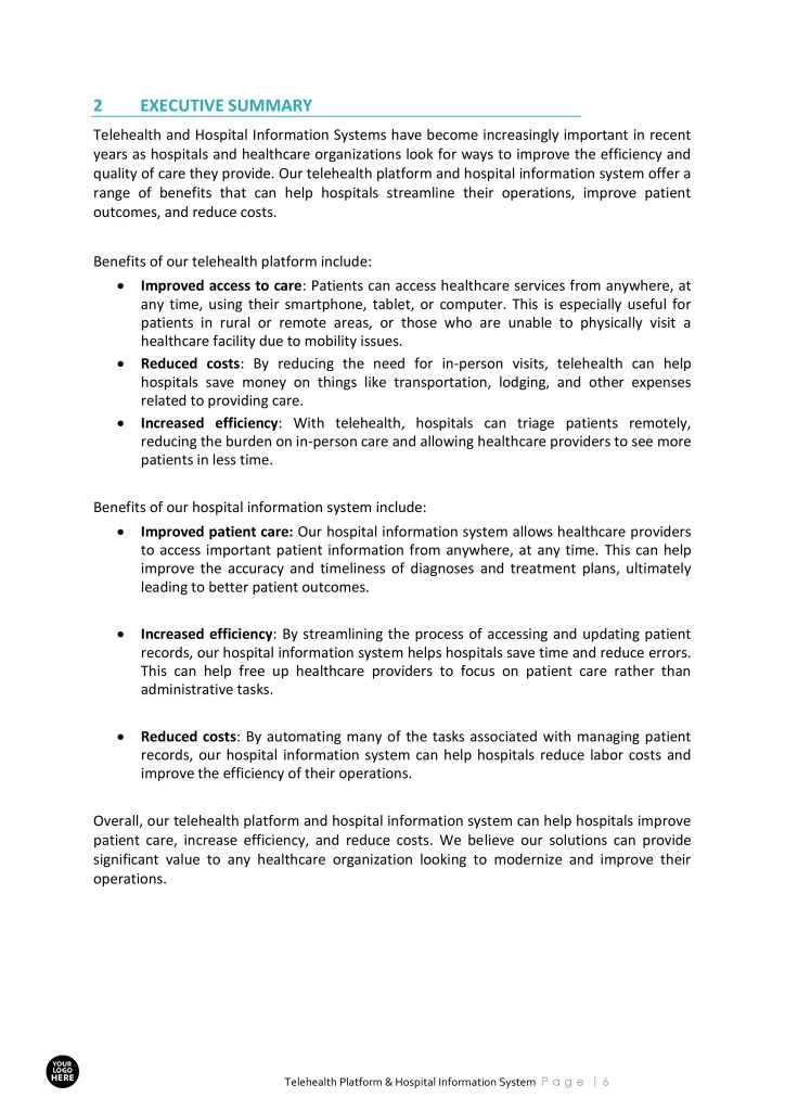 Hospital Information System Business Proposal Template - RFPLY ...