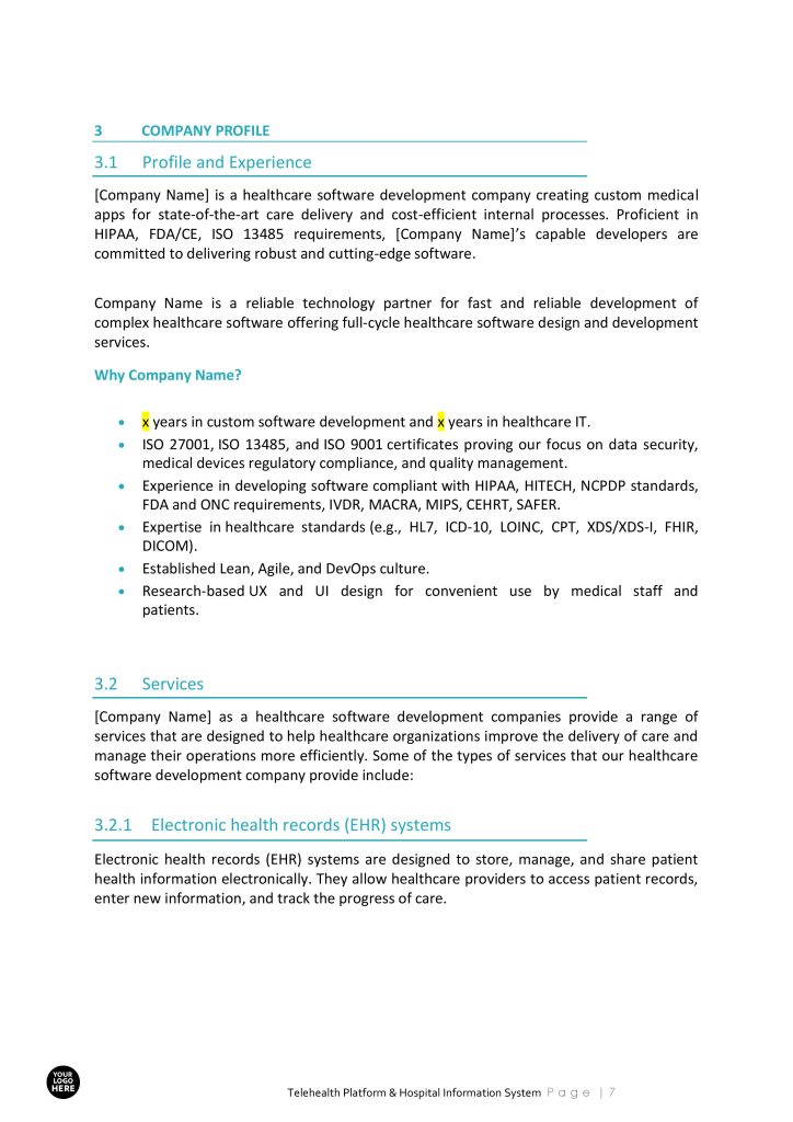 Hospital Information System Business Proposal Template - RFPLY ...