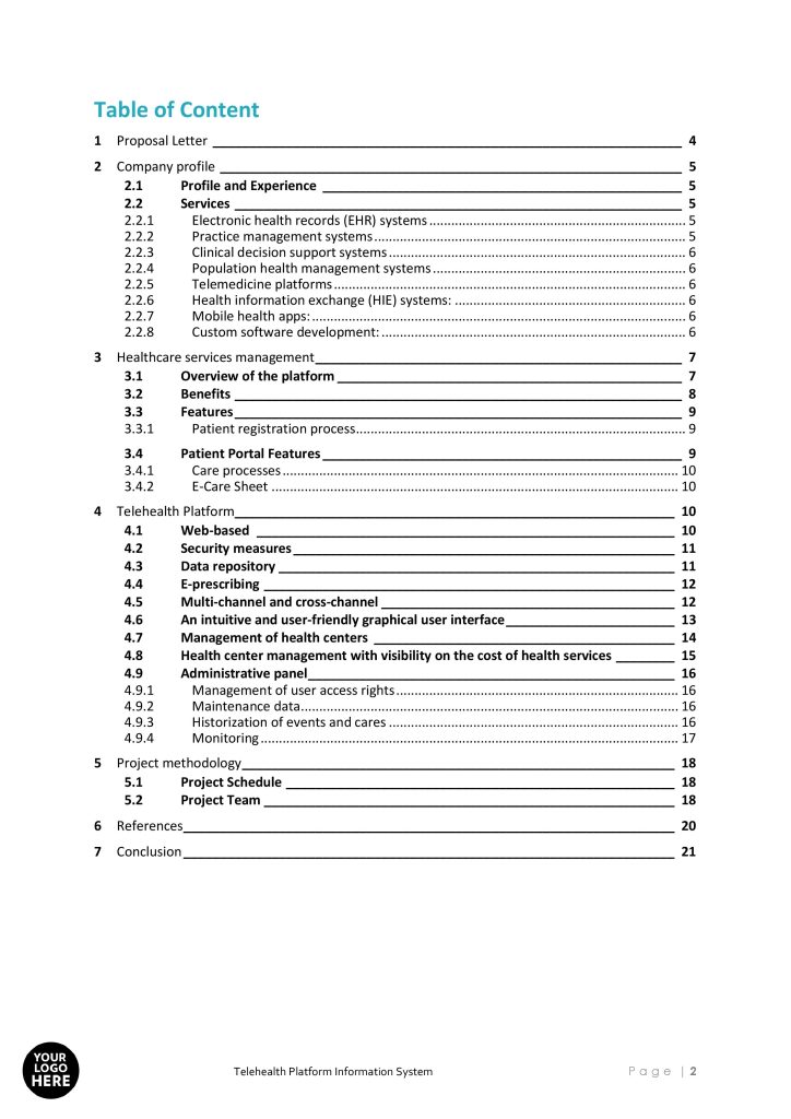 Telehealth Platform Information System Business Proposal Template ...