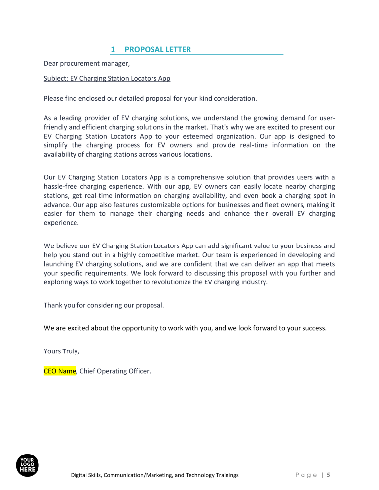 EV Charging Infrastructure Services Business Proposal Template - RFPLY ...