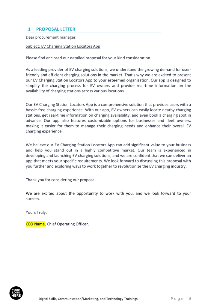 EV Charging Station Locators App Business Proposal Template - RFPLY ...